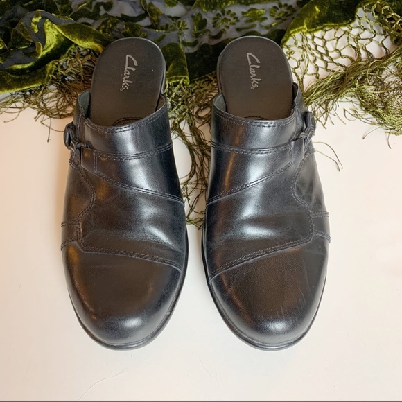 Clarks | Shoes | Clarks Black Leather Clogs | Poshmark